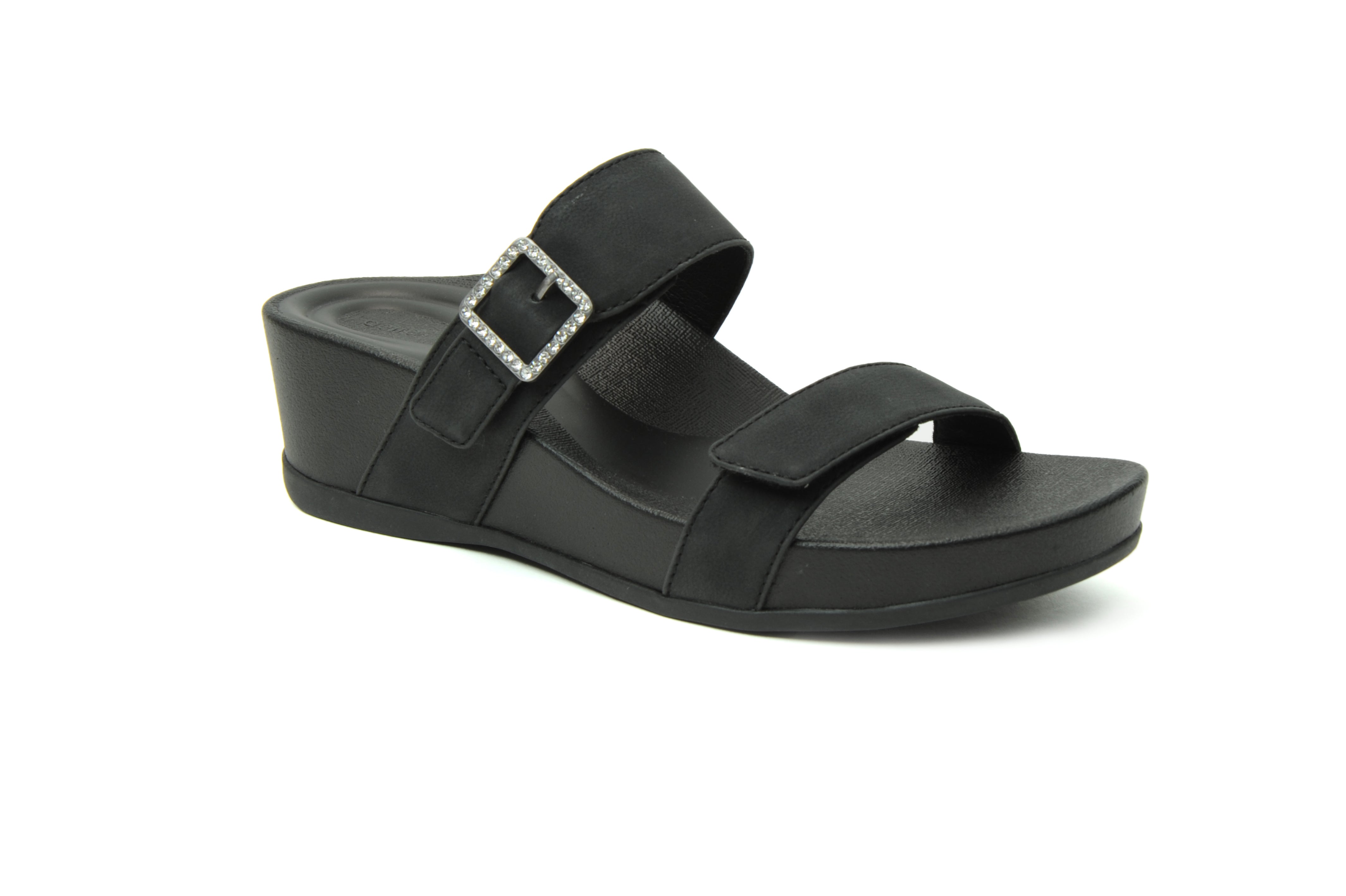 Buy Mira Slide-On Wedge Sandals Black - Aetrex Middle East